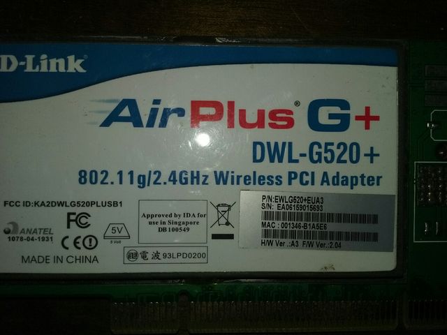 Tarjeta Pci wifi D-link DWL-G520+ de segunda mano por 10 EUR en Sant Boi de Llobregat en WALLAPOP