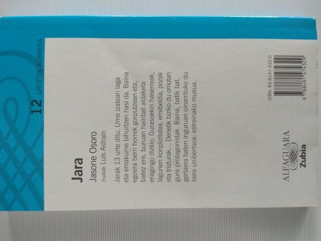 Jara. Liburua. Jasone Osoro. Editorial Alfaguara de segunda mano por 5 € en Santurtzi en WALLAPOP
