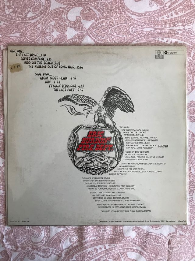 Eric Burdon Fire Dept -The last drive- (1980) de segunda mano por 25 ... Eric Burdon Fire Dept -The last drive- (1980) de segunda mano por 25 ...