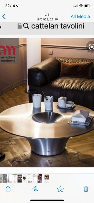 Tavolino da soggiorno in acciaio