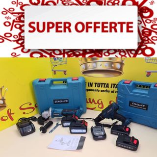 kit 2 in 1 smerigliatrice + trapano avvitatore