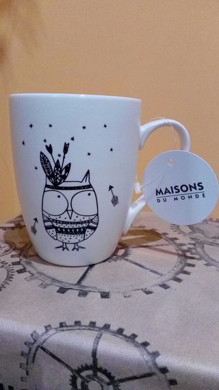 tazza gufetto porcellana nuova 