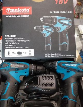 KIT DUE  TRAPANI  MAKOTA DA 18V E 12V CON BATTERIE