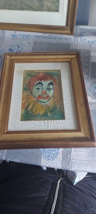 Dipinto Quadro Clown pagliaccio Romano Mussolini