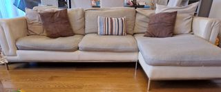 Divano pelle tessuto 5 posti con chaise longue