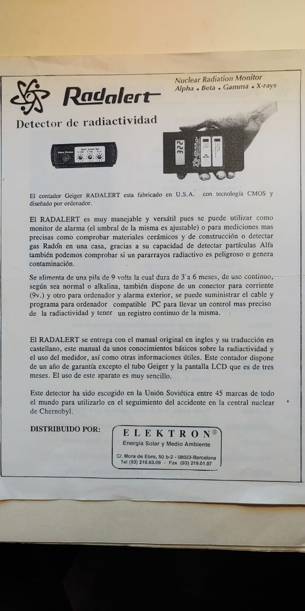 Medidor de radioactividad Geiger Radalert 100 de segunda mano por 395 ...