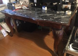 Tavolo legno e pianale in finto marmo