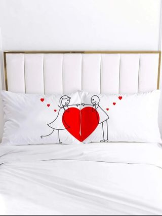 Federe con grafica cuori letto matrimoniale 