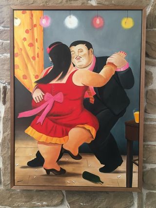 quadro dipinto a mano Botero ballerini tango 70*50