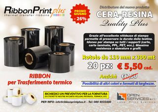 Ribbon Nero cera-resina alta qualità