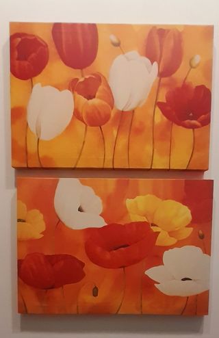 2 stampe floreali su tela 