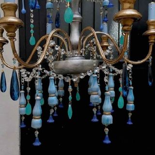 lampadario "sinfonia blu"Italia 70 anni.