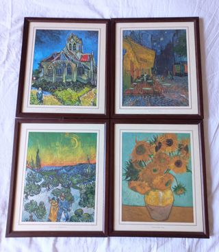 Quattro stampe su seta vintage quadri Van Gogh