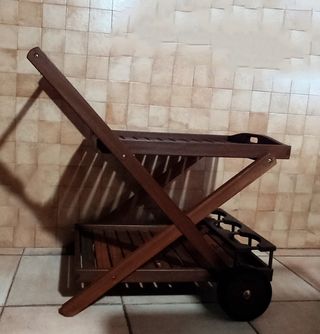 elegante carrello vassoio in solido legno