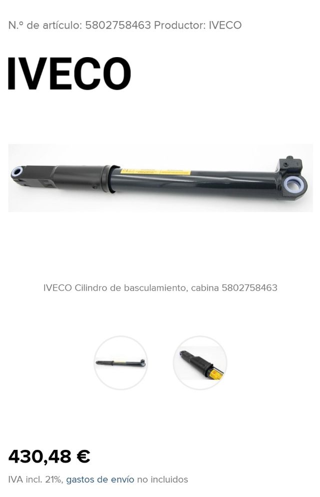 Cilindro hidráulico Iveco de segunda mano por 120 EUR en Zurita en WALLAPOP