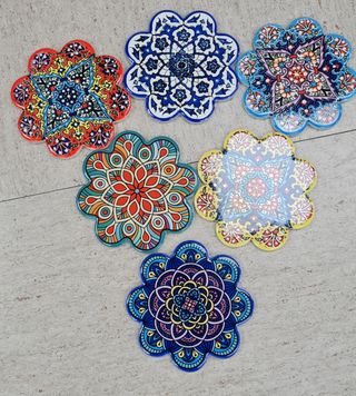 set 6 pz sotto bicchieri in maiolica