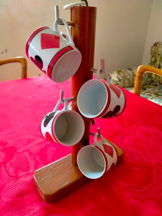 Set 6 tazzine caffè con porta tazzine