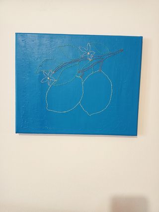 Quadro ricamato con limoni 