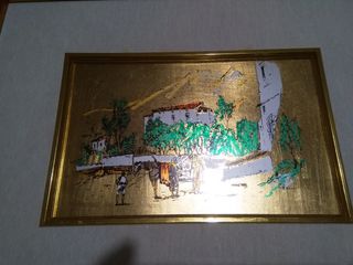 quadro in foglia oro dipinto