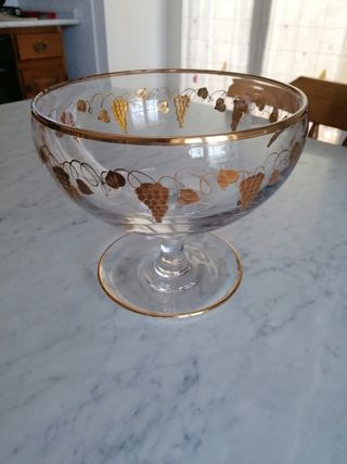 Coppa in cristallo +ceneriere decori in oro