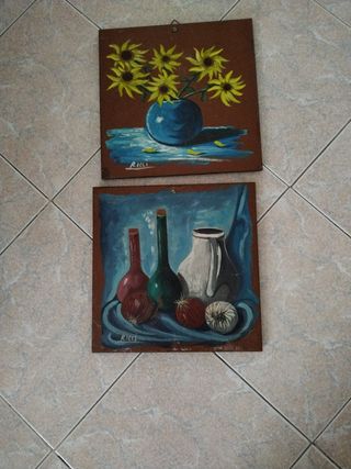 mattonelle dipinte coppia