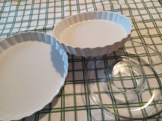 set 2 tortiere ceramica & 1 stampo budino vetro 