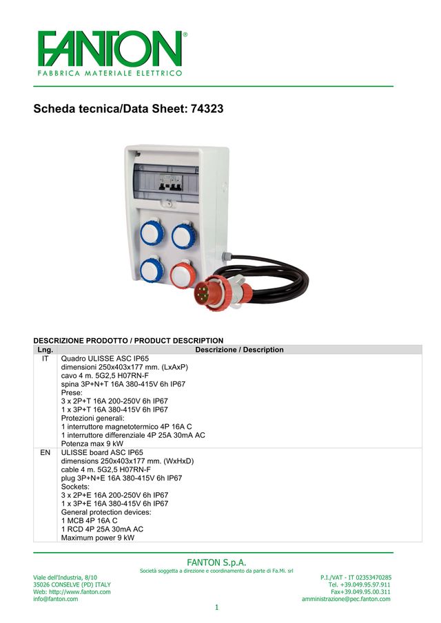 QUADRO DI CANTIERE FANTON 74323: attrezzature di lavoro in vendita a ...