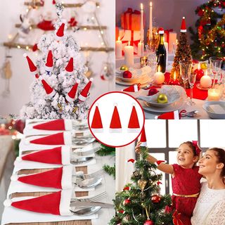 6 PZ Cappello di Natale Posate Borsa porta oggetto