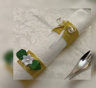 SET 6pz. - Portatovaglioli natalizi dorati