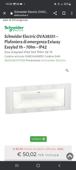 lampada d'emergenza da incasso Schneider led