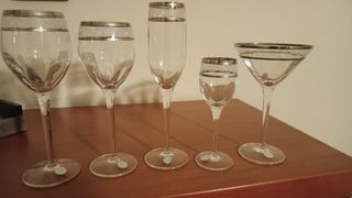 set bicchieri brocche e bottiglie in cristallo