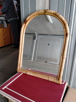 specchio cornice in vimini