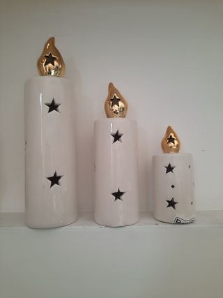 tris candele in ceramica