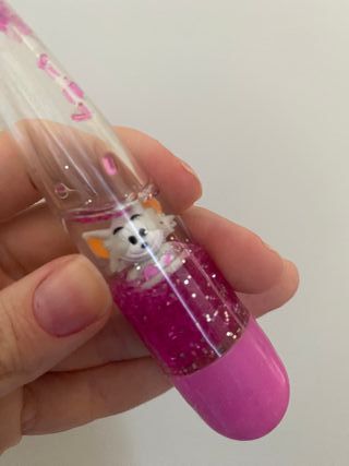 Spazzolino con brillantini e gatto 