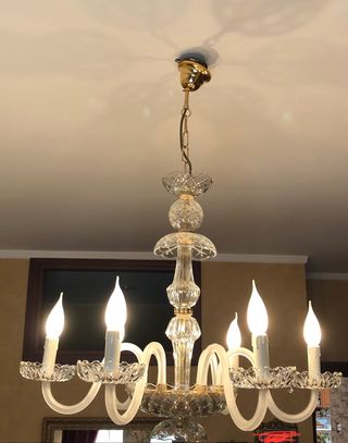 Lampadario in vetro con dettagli oro ,6 luci 