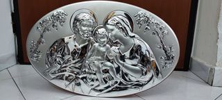 Quadro Sacra famiglia laminato in argento