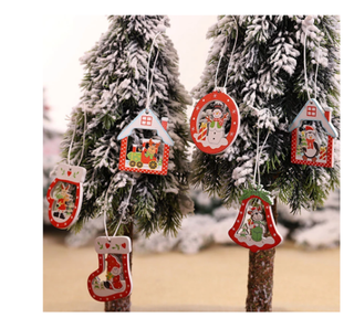 12 PEZZI ADDOBBI PER ALBERO DI NATALE IN LEGNO 