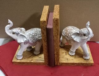 Coppia di ferma libri legno con elefante alti 20  