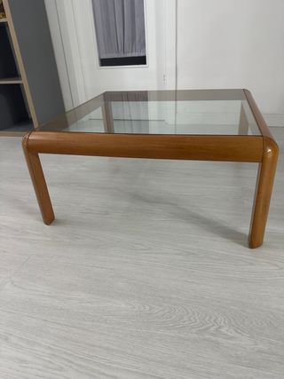 Tavolino legno e vetro temperato