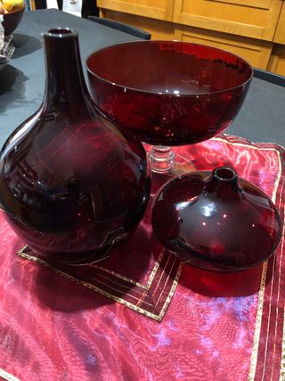 2vasi/botti con Alzata in vetro Ikea e candela 