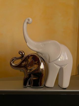 soprammobile set elefanti bianco e argento