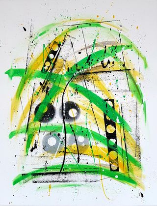 Dipinto lavoro acrilico su tela astratto 90x70 cm.