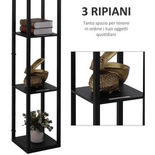 Lampada da Terra Moderna con Libreria 3 Livelli