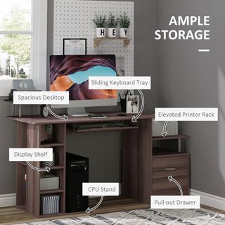 Scrivania per Computer con Libreria in Legno