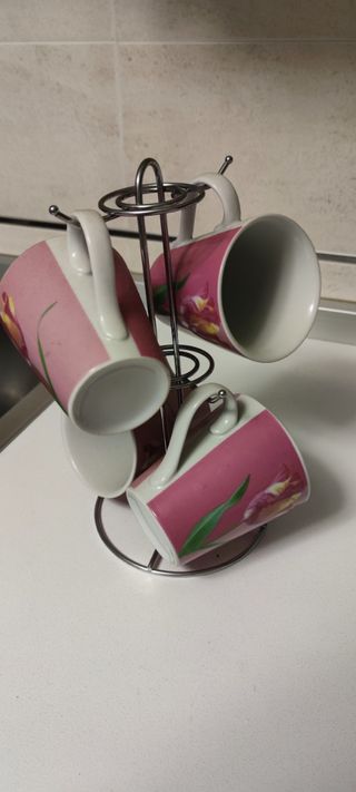 set 4 tazze da tè con espositore 