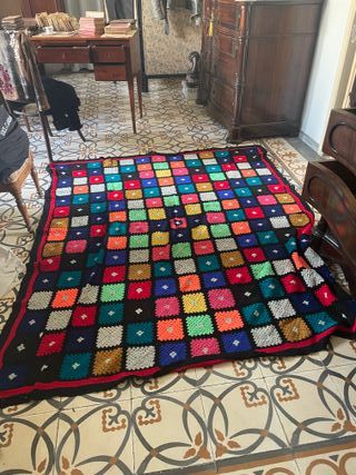 Coperta vintage uncinetto lana 