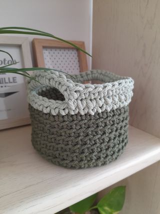 Cestino in cotone portaoggetti con manici