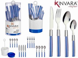 servizio di posate in acciaio inox + porta posate