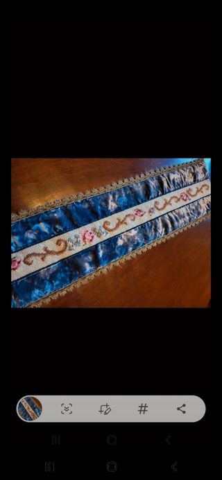 runner velluto di seta blu cobalto piccolo punto