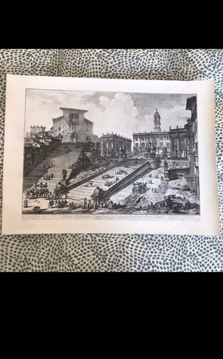 Stampa su tela vintage Roma Campidoglio Scalinata